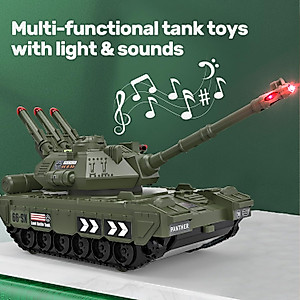 CUTE STONE Military Vehicles Set, Tank Toy Set with Realistic Light and Sound, Rotating Turret and Missile, 4 Pack Assorted Alloy Army Vehicles, Great Military Toy for Kids Boys