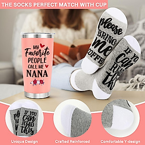 Nana Tumbler Cup Mothers Day Birthday Gifts for Grandma from Grandkids, Grandparents Best Nana Ever Gifts from Granddaughter Grandson, New Grandma Grandmother Nana Mimi Gifts 20oz Pink Cup & Socks Set