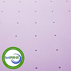 Mellow 2 Inch Ventilated Memory Foam Mattress Topper, Soothing Lavender Infusion, CertiPUR-US Certified, Queen