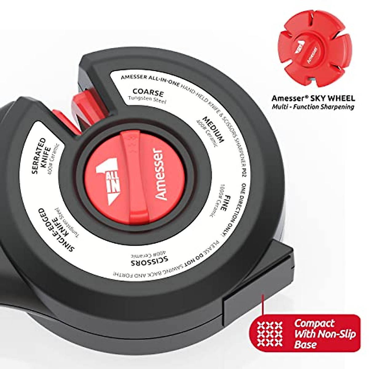 Amesser Kitchen Knife Sharpeners Scissors - 6 Stage All in 1 Multifunctional Professional Manual Sharpener with Diamond, Ceramic, Tungsten Steel for Sharpening Serrated, Pocket, Tactical, Chef Knives