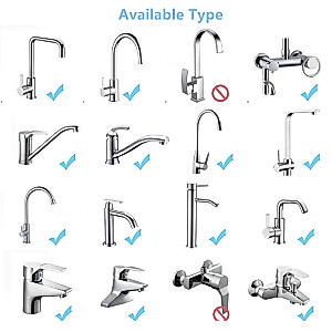 Flexible Faucet Sprayer Attachment 360 ° Kitchen Sink Aerator Extender ABS Polished Chrome for Cold Hot Water (Silver）