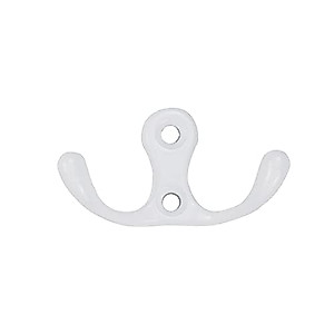 WDONAY 4PCS White Double Prong Robe Hook Zinc Alloy Wall Hooks Hardware Coat Hanger Key Rack Towel Holder with Screws for Entryway, Bathroom, Bathroom