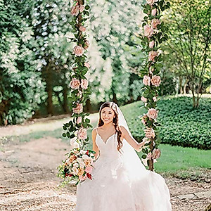 Felice Arts 2 Pack Pink Artificial Floral Garland 13 FT Fake Rose Vine Hanging Rose Garland for Wedding Flowers Table Centerpiece Arrangement Room Baby Shower Teepee Mirror Decor