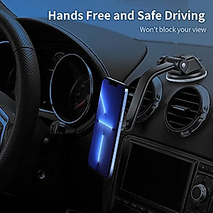 enGMOLPHY Magnetic Phone Mount for Car, Dashboard Magsafe Car Mount [Super Suction Cup], Universal Handsfree Dash Cell Phone Holder Car, Fit for iPhone 13/12 Pro Max Mini Magsafe Case & All Phones