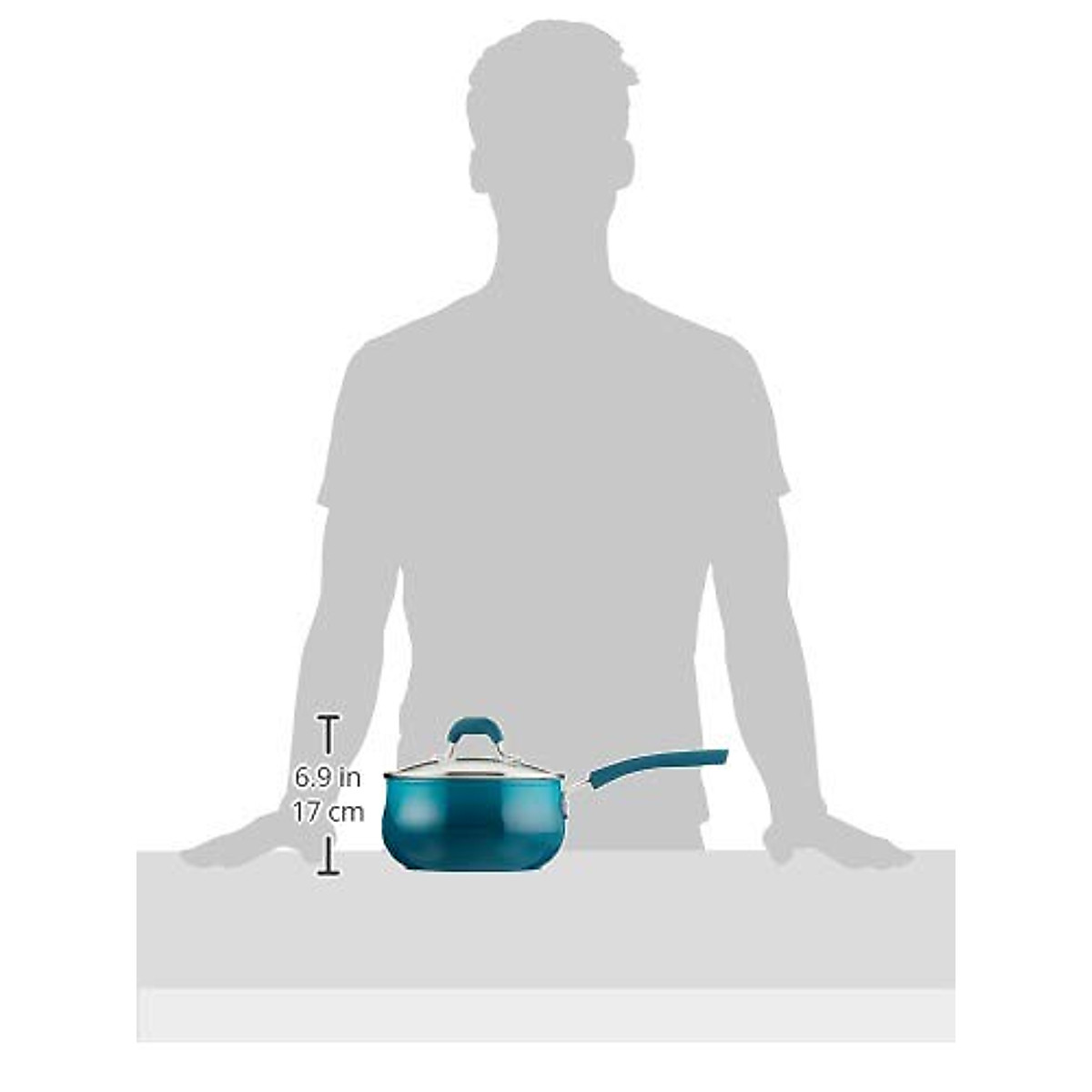 Oster Corbett Forged Aluminum Sauce Pan W/Lid-Ceramic Non-Stick-Induction Base-Soft Touch Bakelite Handle, 3 Qt, Gradient Teal