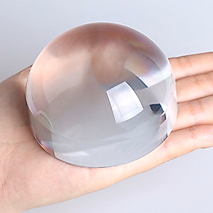 BIJIA 3.2 inch Acrylic Paperweight Magnifier Reading Magnifying Glass - Dome Magnifier/Paperweight Optical Half Ball Lens with White Box(80mm)