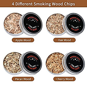 Cocktail Smoker Kit with 4 Flavors Wood Chips-Include Oak, Cherry, Apple and Pecan Wood Chips, Whiskey, Drink, Bourbon Smoker, Old Fashioned Smoker Kit Gifts for Cocktail Whiskey Lovers