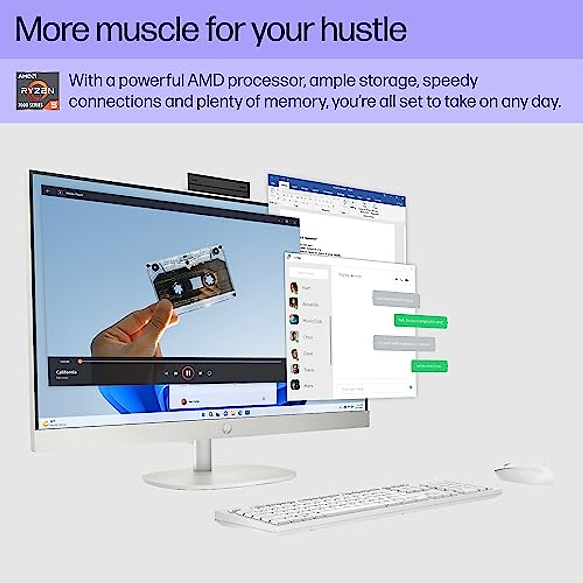 HP 27 inch All-in-One Desktop PC, FHD Display, AMD Ryzen 5 7520U, 8 GB RAM, 512 GB SSD, AMD Radeon Graphics, Windows 11 Home, 27-cr0060 (2023)