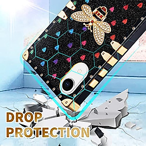 Loheckle for Square iPhone XR Case, Designer Retro Luxury Cases for Women with Ring Stand Holder and Lanyard, Stylish Bee Cute Cover for iPhone XR 6.1 Inch