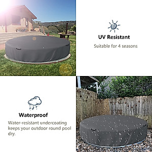 Bitubi 8 Ft Steel Round Stock Tank Pool Cover,Upgraded to Full Coverage to Prevent Rust and Aging(Grey)