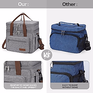 Maelstrom Lunch Bag Women,23L Insulated Lunch Box for Men Women,Expandable Double Deck Lunch Cooler Bag,Lightweight Leakproof Lunch Tote Bag with Side Tissue Pocket,Gray