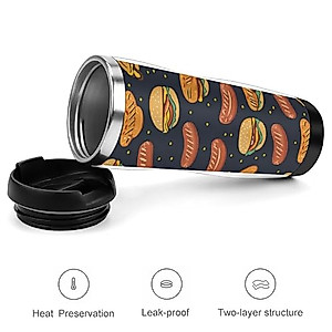 Hot Dogs Chicken Drumsticks Burgers Travel Coffee Mug Reusable Insulated Drinking Cup with Lid for Home Outdoor Works 13 Oz