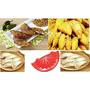 plenzo 4 PCs Heavy Plastic Dough Press Dumpling Samosa Modak Gujiya Pie Mould Maker Kitchen Tool (Professional)