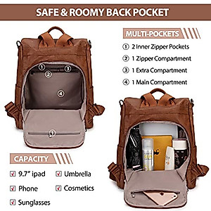 Backpack Purse for Women,Fashion Anti-Theft PU Leather Travel Shoulder Bag for Ladies Large Satchel VONXURY