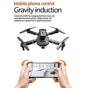 GBSELL 4K Dual Camera Drone, UAV HD 4K Aerial Photography Dual Camera Remote Control Quadcopter Boy Folding Model Aircraft Toy, Intelligent Obstacle Avoidance (Black)