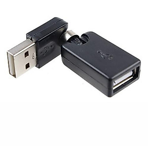 CERRXIAN Rotating and Swivel Twist USB 2.0 Type A Male to Type A Female 360 Degree Rotation Adjustable Right Angle Extension Adapter Convertor (2-Pack,AM-FM)