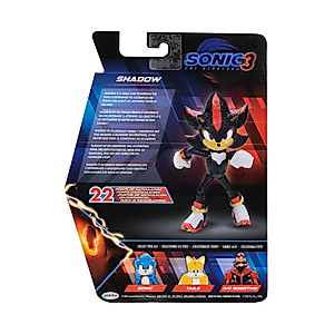 Sonic The Hedgehog Sonic 3 Movie Action Figures 5-Inch Shadow Collector Toy Figure, Highly Articulated for Boys Girls - Officially Licensed 3 Movie Product