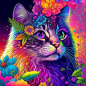 BLUEDP Colored Cats Diamond Painting Kits,Diamond Art Painting Kits for Adults,Full Square Drill Diamond Art Paint by Numbers Diamonds Gem Art Drill Home Decoration 16x16