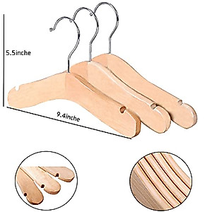 10pcs Children's Wooden Hangers Natural Wooden Kids Hanger Coat Clothes Toddler Hangers for Baby Clothes Closet，Pet Hangers（9.4 inches）