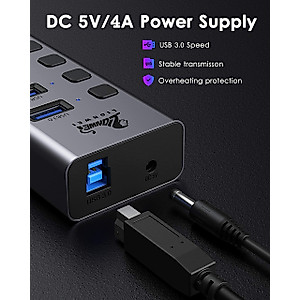 Powered USB C USB A to USB 3.0 Hub and USB C Dual HDMI Docking Station