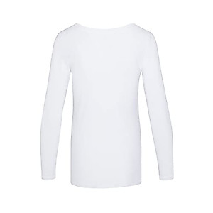 Natural Uniforms Women's Long Sleeve Extra Wide Scoop-Neck T-Shirt Under Scrub (White, Medium)