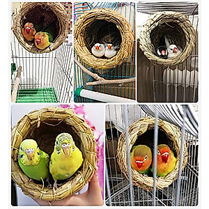 2Pcs Birdcage Straw, Lucky Interests Natural Fiber Simulation Birdhouse, Resting Breeding Place for Birds, Handmade Birds Nest Straw Bird, Hideaway from Predators, Provides Shelter from Cold Weather