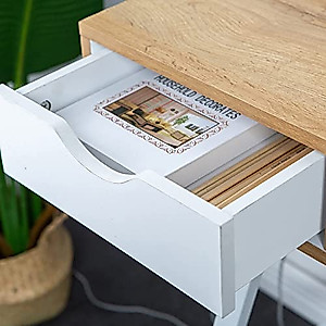 soges Computer Desk with 2 Drawer,47 inch White Home Dressing Table,Home Office Desk, Writing Workstation,Laptop Table,White Oak