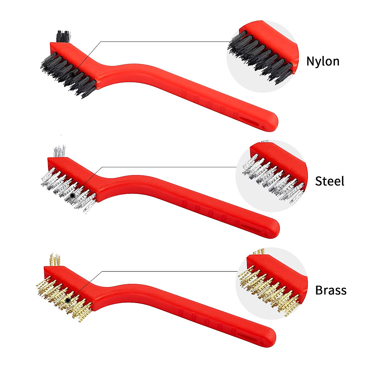 Small Wire Brush Set,8 Packed Heavy Duty Metal Scraper and Brass/Stainless Steel/Nylon Wire Brushes for Cleaning Rust,Welding Slag,Paint and Dust