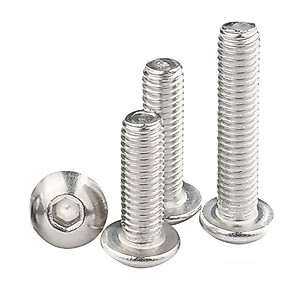 M2.5-0.45 x 25mm Button Head Socket Cap Screws, Stainless Steel 304, Full Thread, Allen Socket Drive, Heavy Duty Machine Hexagon Screw Drive 100 PCS