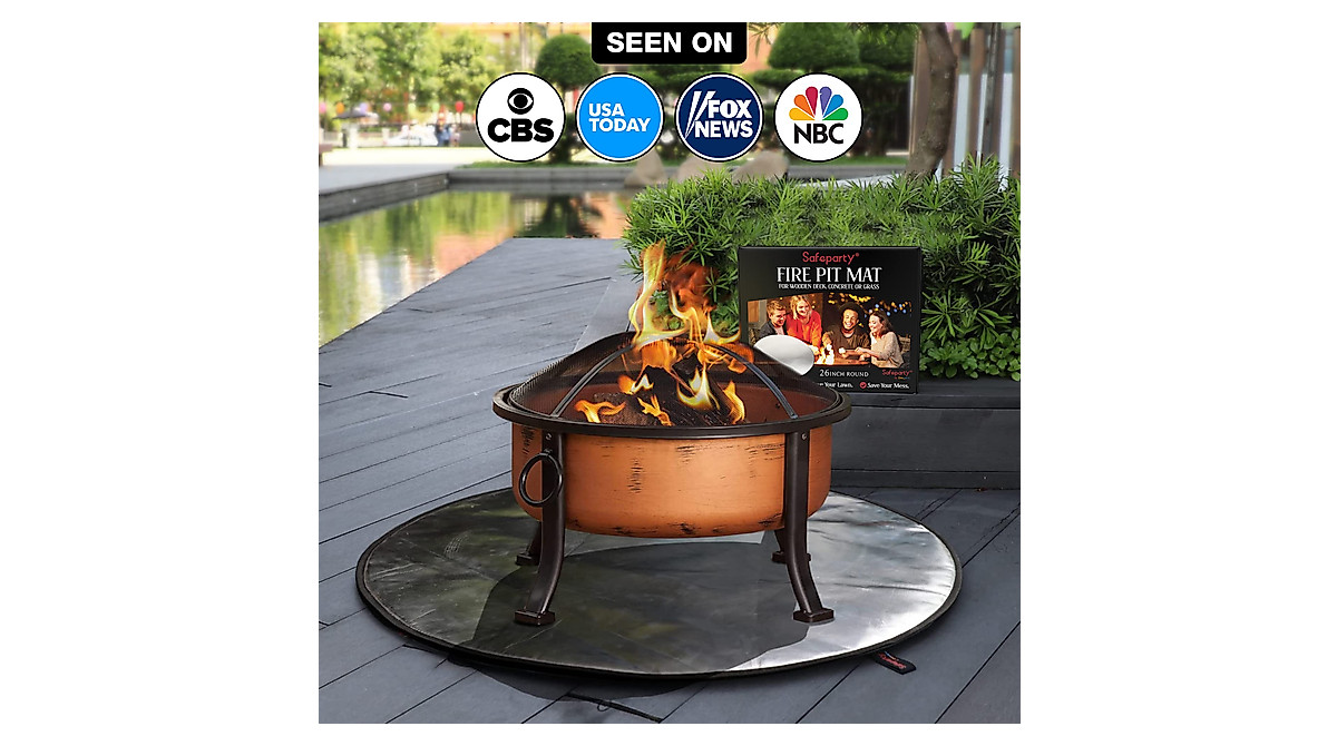 Safeparty Fire Pit Mat - 26 Inch Round Heat-Resistant Protective Pad