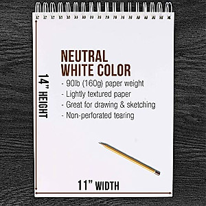 U.S. Art Supply 11" x 14" Top Spiral Bound Sketch Book Pad, Pack of 2, 30 Sheets Each, 90lb (160gsm) - Acid-Free Heavyweight Paper, Artist Sketching Drawing Pad - Pencils, Charcoal - Adults, Students