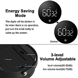 Digital Kitchen Timer for Cooking,Large LED Display Productivity Timer,Magnetic Countdown Timer Clock with 3-Level Volume Adjustable for Seniors,Kids,Teachers,Classroom,Exercise,Fitness