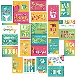 Canopy Street Motivational Quote Postcards / 25 Inspirational Postcards / 4" x 6" Encouraging Note Cards/Uplifting Bright Card Designs/Made In The USA