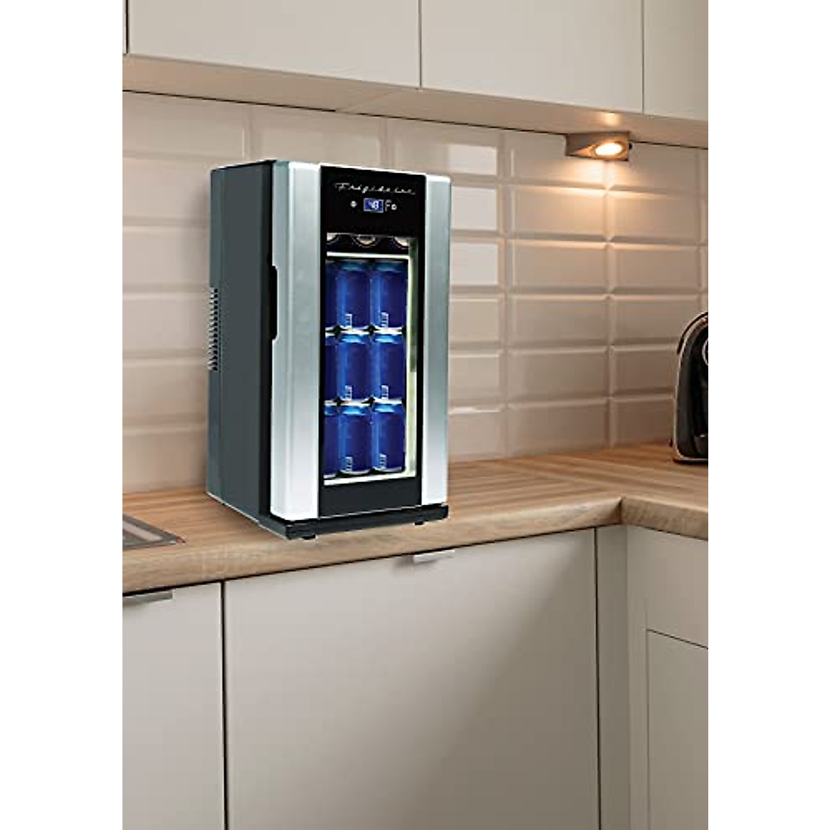 Frigidaire EFMIS567_AMZ 18 Can OR 4 Wine Bottle Retro Beverage Fridge, Temperature Control, Thermoelectric, FreonFree, Stainless