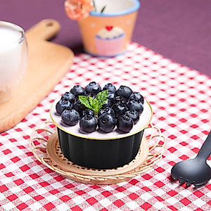 Beasea Disposable Ramekins with Lids, 8 oz 50 Pack Black Gold Aluminum Foil Cups, Disposable Creme Brulee Muffin Cupcake Baking Cup Mini Pudding Cups for Party Wedding Birthday