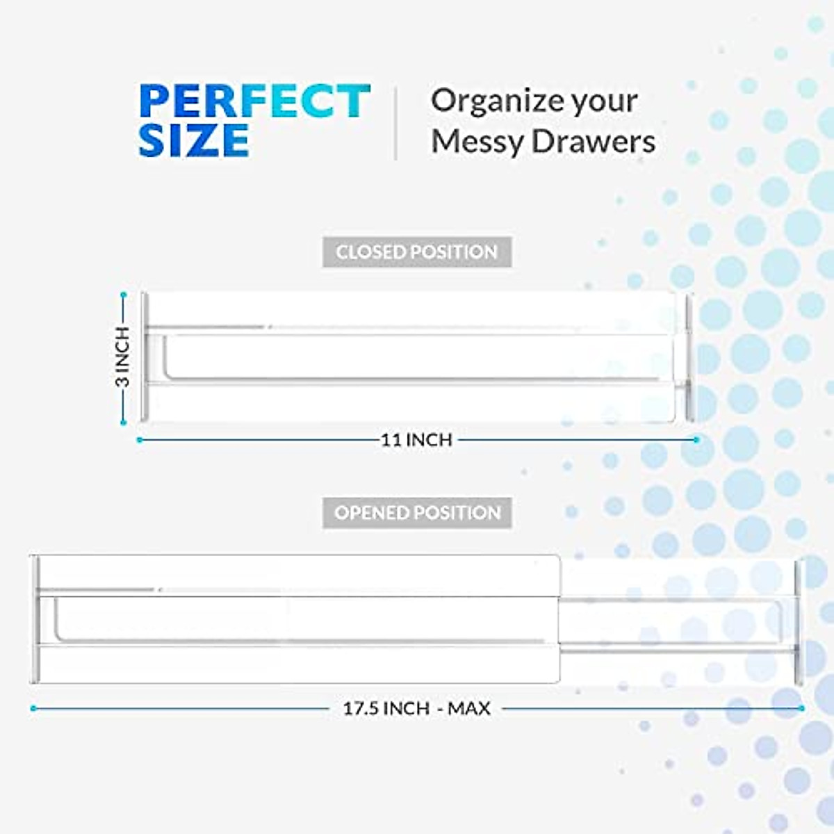 WJWSKI Drawer Dividers and Organizers 2 Set, 11-19" Expandable Dresser Drawers Dividers, 8cm Deep Drawer Separators for Clothing Storage, Adjustable Drawer Divider for Kitchen Utensils, Clear Plastic