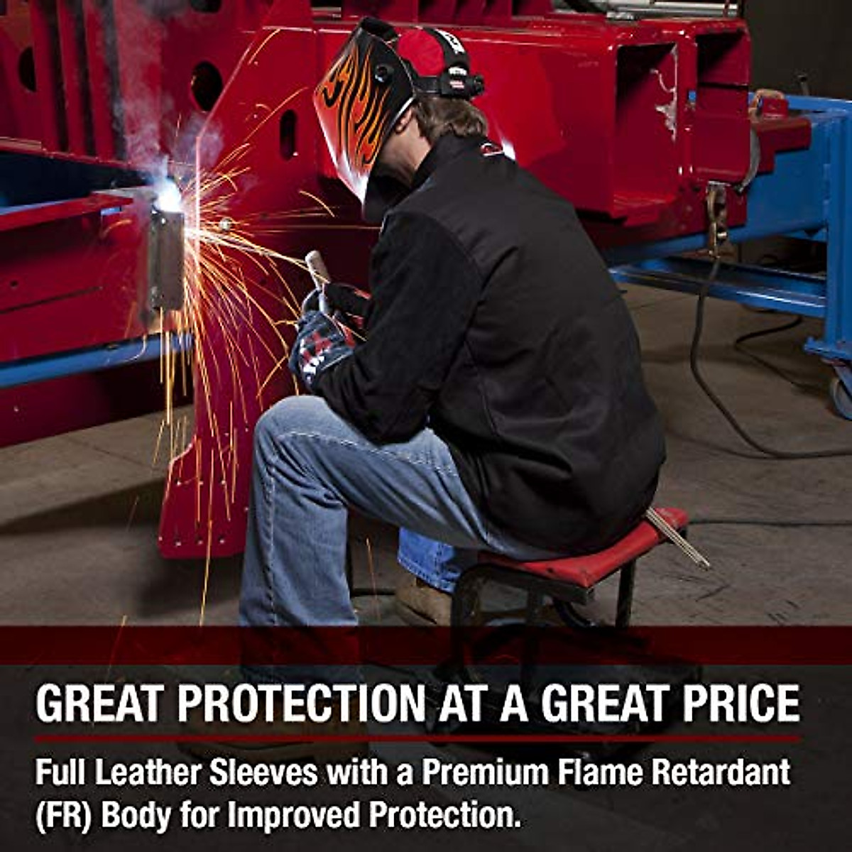 Lincoln Electric unisex adult Traditional Split Leather Sleeved Welding Jacket, ‎black, XX-Large US