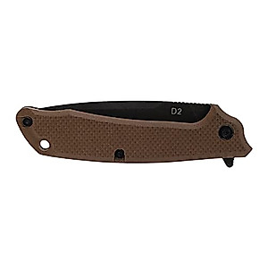 ABKT Desert Scavenger Elite Tactical Folding EDC Pocket Knife – 3.5 Inch Drop Point D2 Steel, Stone Washed Blade with Tan 4.5 Inch G10 Handle