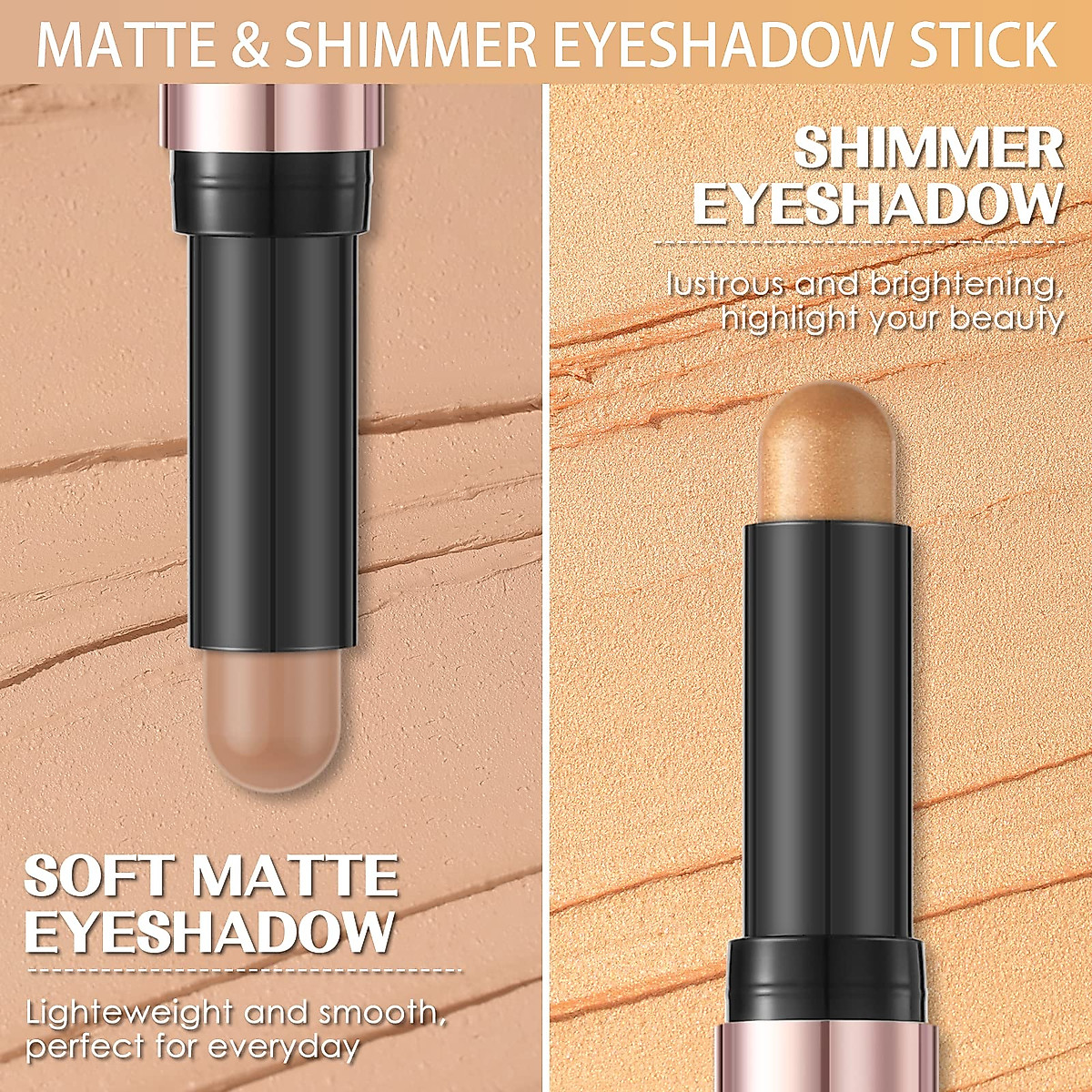 FOCALLURE 2PCS No Crease Eyeshadow Stick,Shimmer and Matte Cream Eyeshadow Pencil Crayon,Long Lasting Waterproof Eye Brightener Stick With Blending Brush,Lazy Afternoon