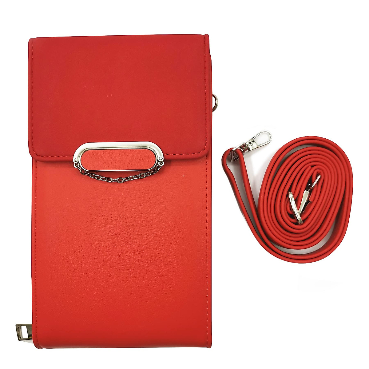 Aovtero Small Cell Phone Crossbody Purse for Women Mini Shoulder Handbag Wallet with Credit Card Slots (Red)