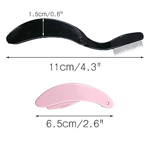 G2PLUS 4PCS Folding Eyelash Comb, Eyebrow Comb Metal Teeth, Eyelash Separator Comb, Eyelash Brush and Comb, Professional Tool for Define Lash & Brow (Pink+Black)