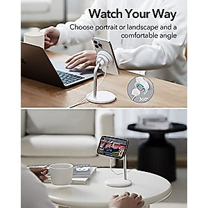 ESR HaloLock Shift Wireless Charger, Compatible with MagSafe Charger Stand, 2 Charging Modes, Detachable Fast Charging Pad, for Caseless iPhone 14/13/12 Series Phones and Magnetic Cases, White