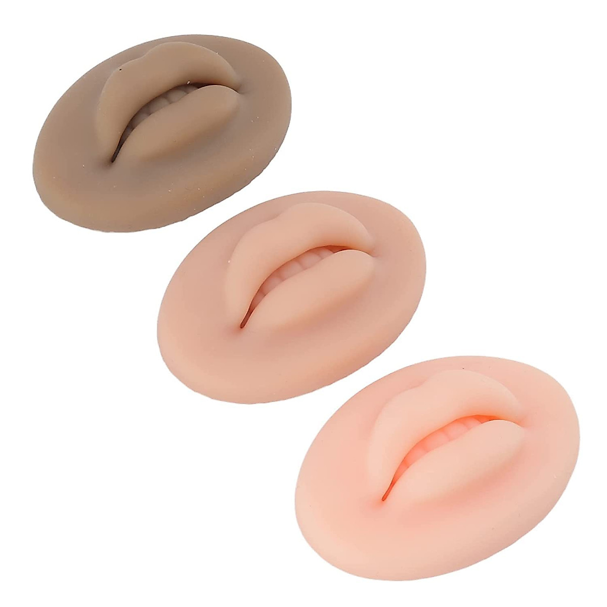 3Pcs Fake Lips,3D Silicone Lips for Makeup Practice,Soft Silicone Fake Lips Tattoo Practice Skins Training for Permanent Makeup Tattoo Practice