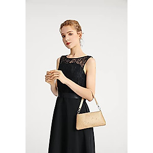 YUWITA Rhinestone Evening Bag Clutch Glitter Sparkly Purse for Women (Gold)