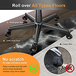 Soontrans Office Chair Wheels Replacement Rubber Chair Casters for Wood Floor Carpet Tile, Set of 5, Heavy Duty Computer Desk Chair Caster Wheels, NOT Compatible for IKEA, Universal Fit