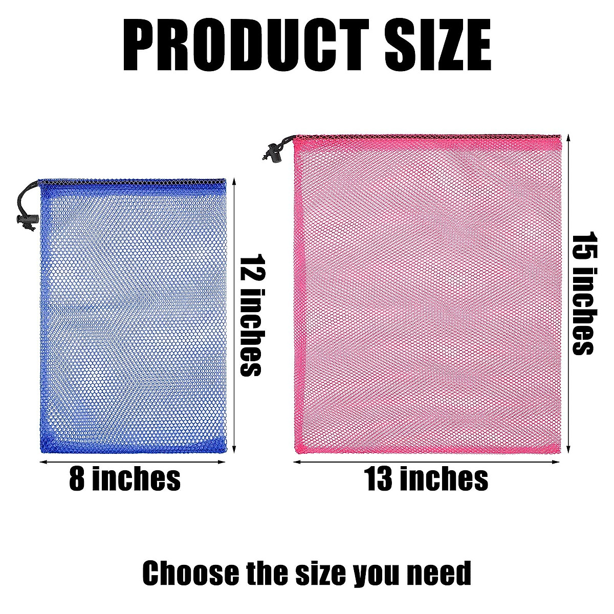 Funtery 24 Pcs Mesh Bags Drawstring Mesh Laundry Bag Stuff Sack Nylon Bags Camping Nylon Drawstring Bag Mesh Bag with Drawstring Cord for Toys (13 x 15 Inch)