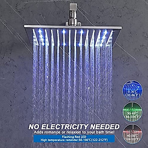 Enga Brushed Nickel Shower System with Body Spray Jets, Wall Mount 12 Inch LED Rain Shower Head Push Button Diverter Shower Fixtures, All Functions Can Run At Once