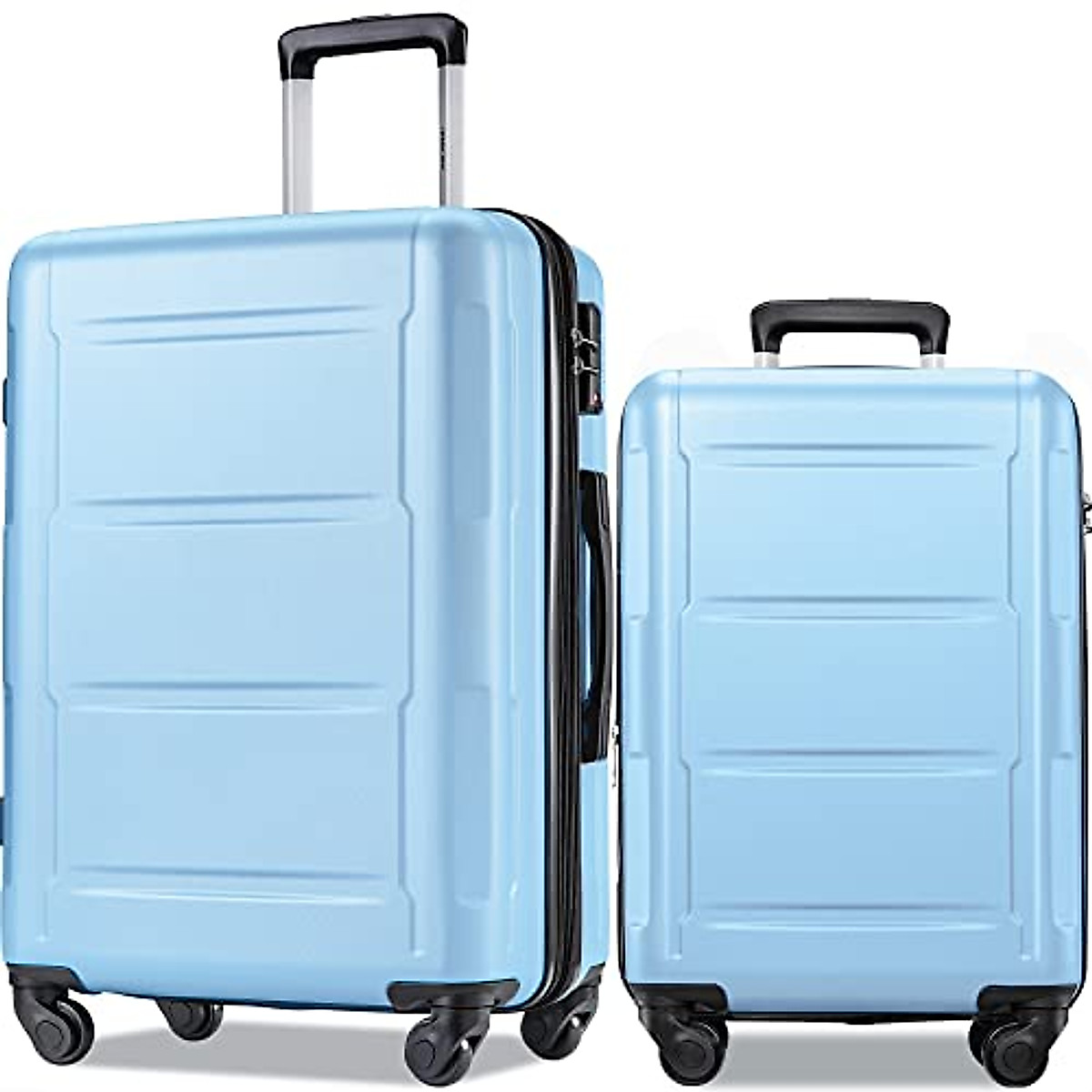Merax Luggage Sets 2 Piece Suitcase Set 20/28,Carry on Luggage Airline Approved,Hard Case with Spinner Wheels,White