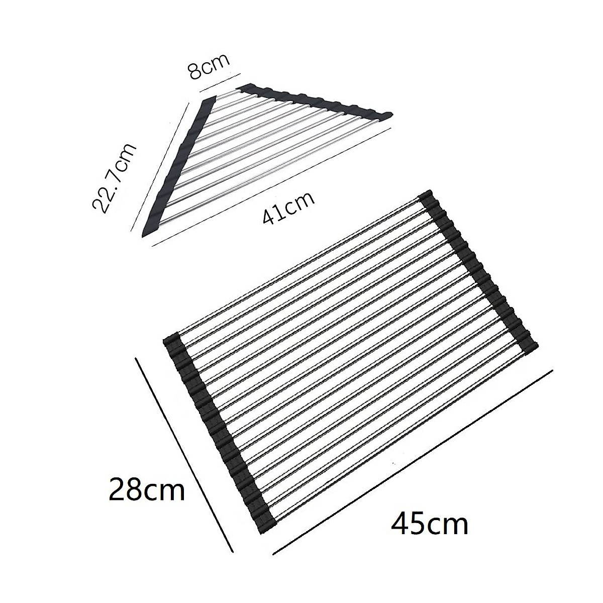 Corner Sink Drying Rack Roll up Dish Drying Dry Rack with Utensil Holder Over The Sink Multipurpose Foldable 304 Stainless Steel Drainer for Kitchen Sink Counter Triangle Drain Combination Packages