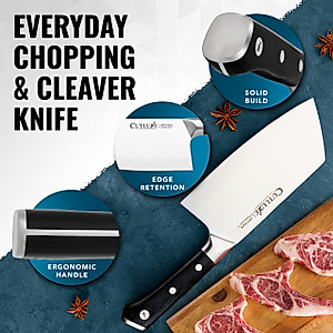 Cutluxe Meat Cleaver Knife - 7" Heavy Cleaver Butcher Knife, Razor Sharp German Steel Blade, Full Tang, Ergonomic Handle Design – Artisan Series